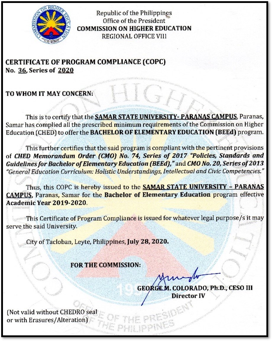 Milestones in Instruction - Samar State University