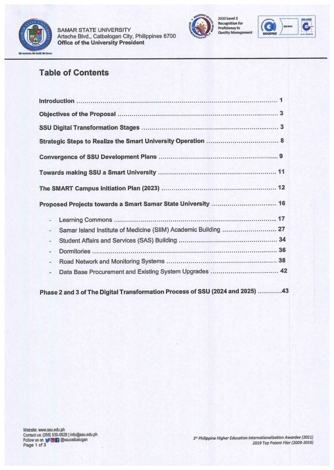 The SSU Smart University Roadmap - Samar State University
