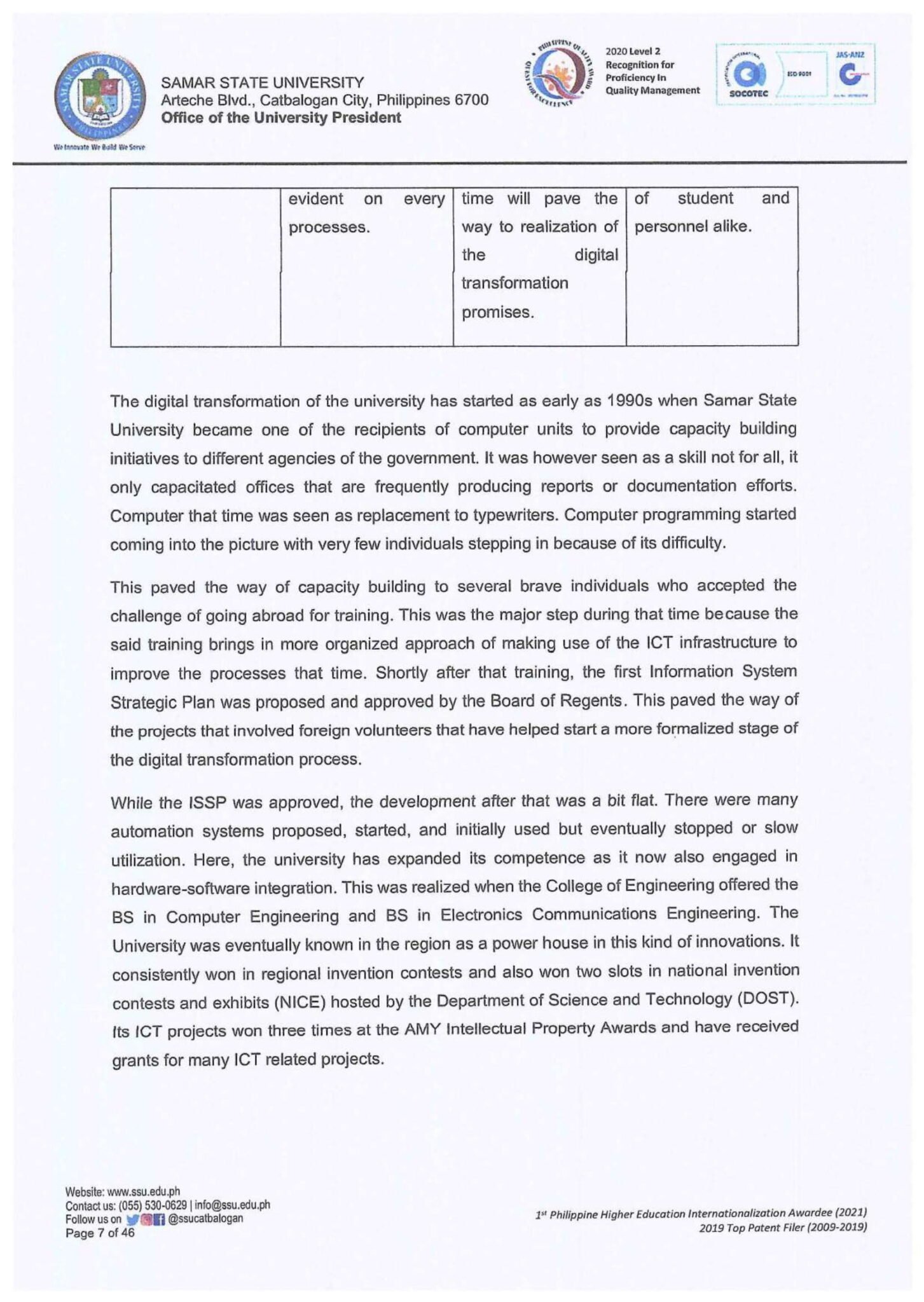 The SSU Smart University Roadmap - Samar State University