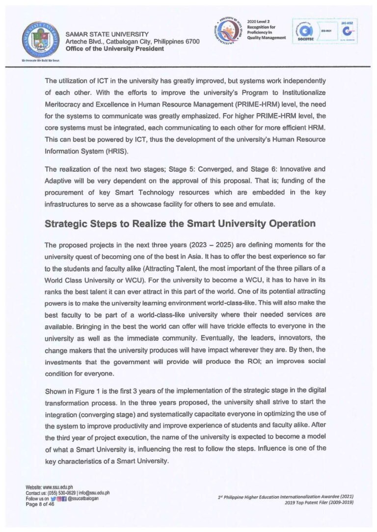 The SSU Smart University Roadmap - Samar State University